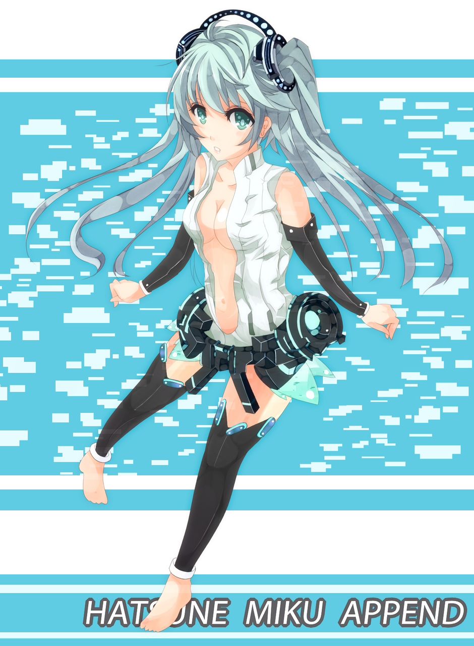 vocaloid vocaloid append hatsune miku miku append cleavage thighhighs | #254195 | yande.re